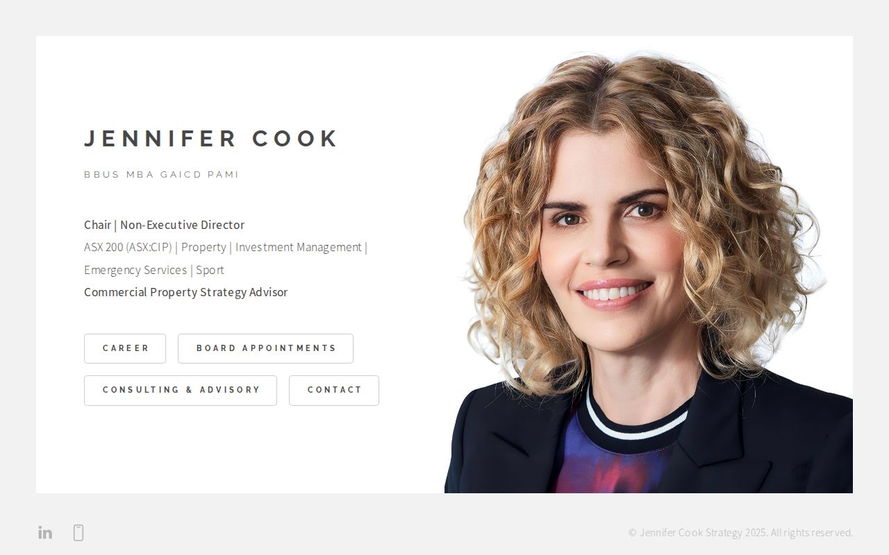 Jennifer Cook Chair and Non Executive Director